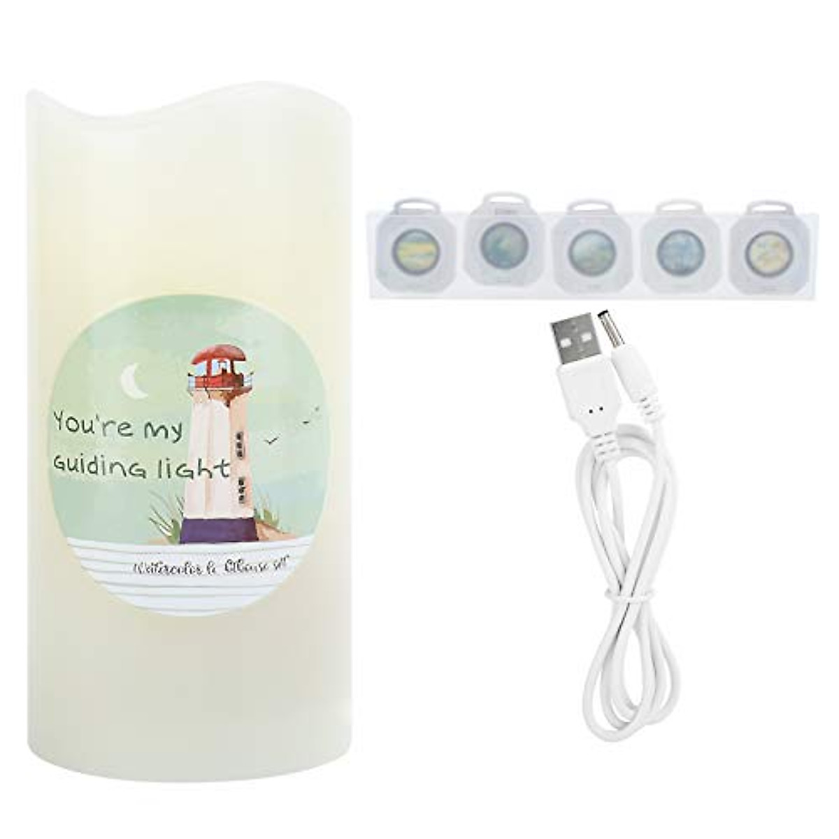 ViaGasaFamido LED Electronic Candle LightNovelty Lighting Flameless Candles Flameless Projector Candle LightCandle Rotating Night Light for Living Room Garden Home Table Decoration