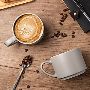 GBHOME 14 OZ Coffee Mugs Set of 6, Stackable Ceramic Mugs for Men, Women, Modern Coffee Mugs With Stable Base for Latte, Tea, Cappuccino. Dishwasher & Microwave Safe, Matte Gray