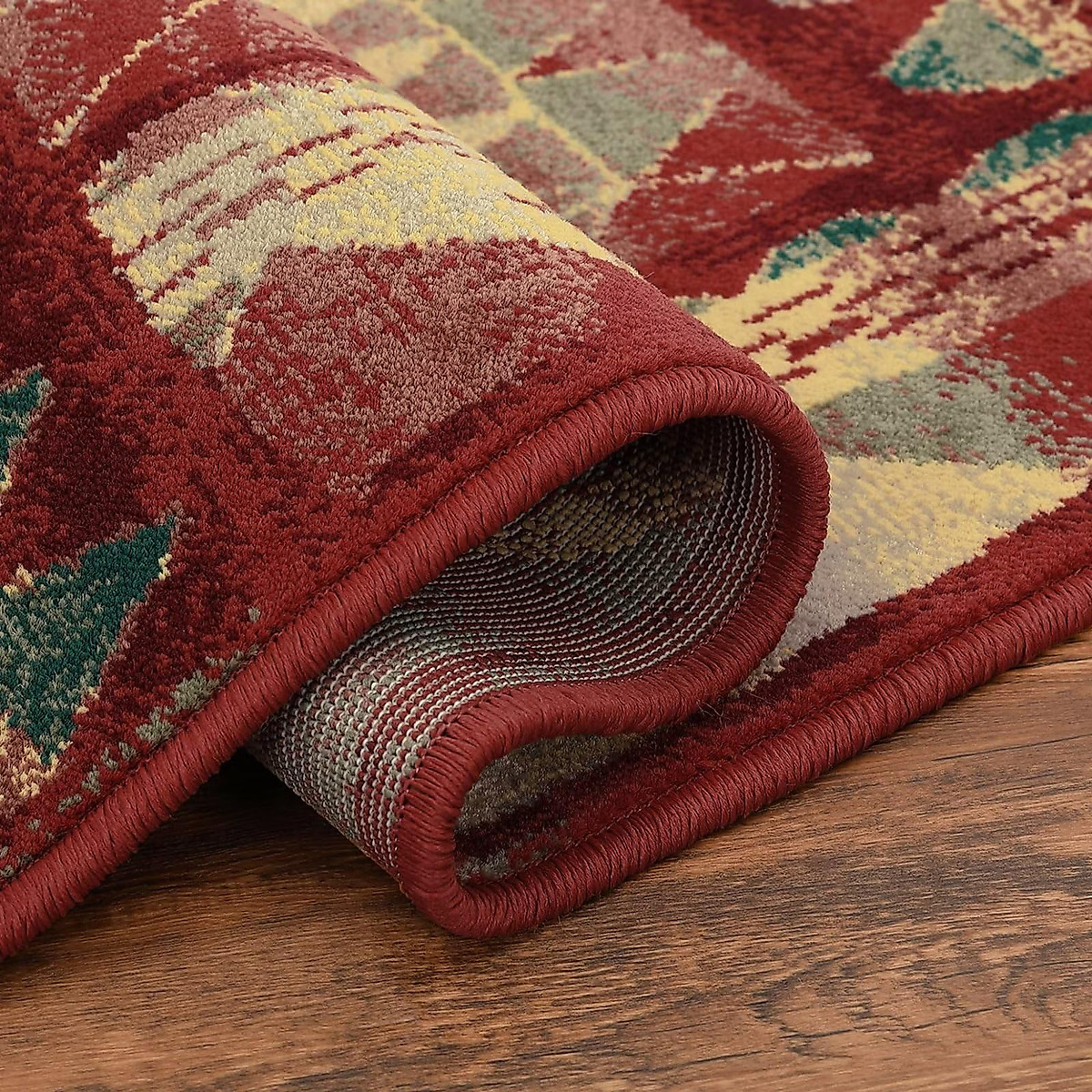 COZYLOOM 9x12 Area Rug Vintage Tribal Distressed Rug Bohemian Farmhouse Rustic Geometric Rug Non Slip Non-Shedding Low Pile Accent Rug Indoor Fluffy Boho Carpet for Living Room Bedroom Home Office