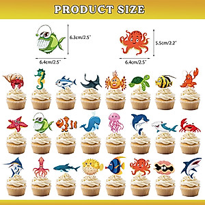 Plorbach 48 Pcs Ocean Animal Cupcake Toppers Under The Sea Creature Cake Decorations Marine Sea Fish Cake Topper Picks For Ocean Sea Theme Birthday Party Supplies Baby Shower Decorations