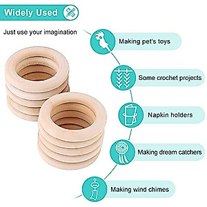 100 PCS 5 Sizes Natural Wood Rings, Unfinished Smooth Wooden Ring, Wood Circles forCraft, Ring Pendant and Connectors Jewelry Making (100pcs-5 Sizes)