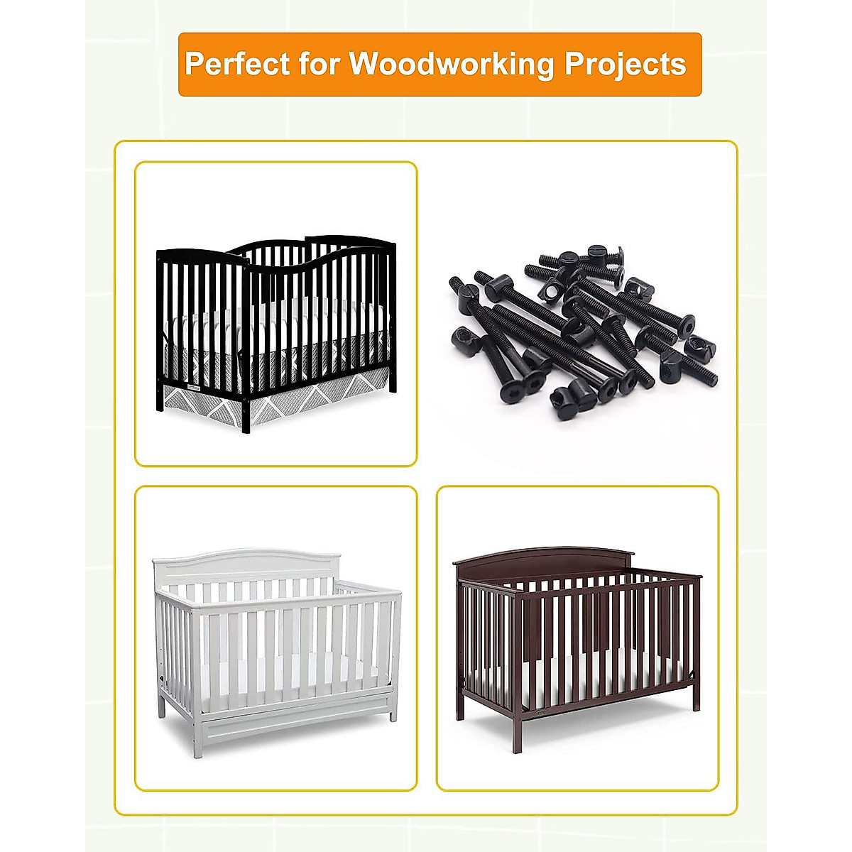 Crib Screws Hardware Replacement Kit - 28 Set Baby Bed Frame Bolts &Barrel Nuts Set,M6x20/40/60/80 mm Hex Drive Socket Cap Screws Barrel Nuts