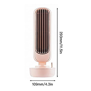 STOYRB Portable Oscillating Tower Fan Mini Desk Fan - 3 Wind Speed, Timing Spray, USB Rechargeable, Quiet Cooling, Personal Small Bladeless Fan for Home Office, Pink, 29.3cm11.5in