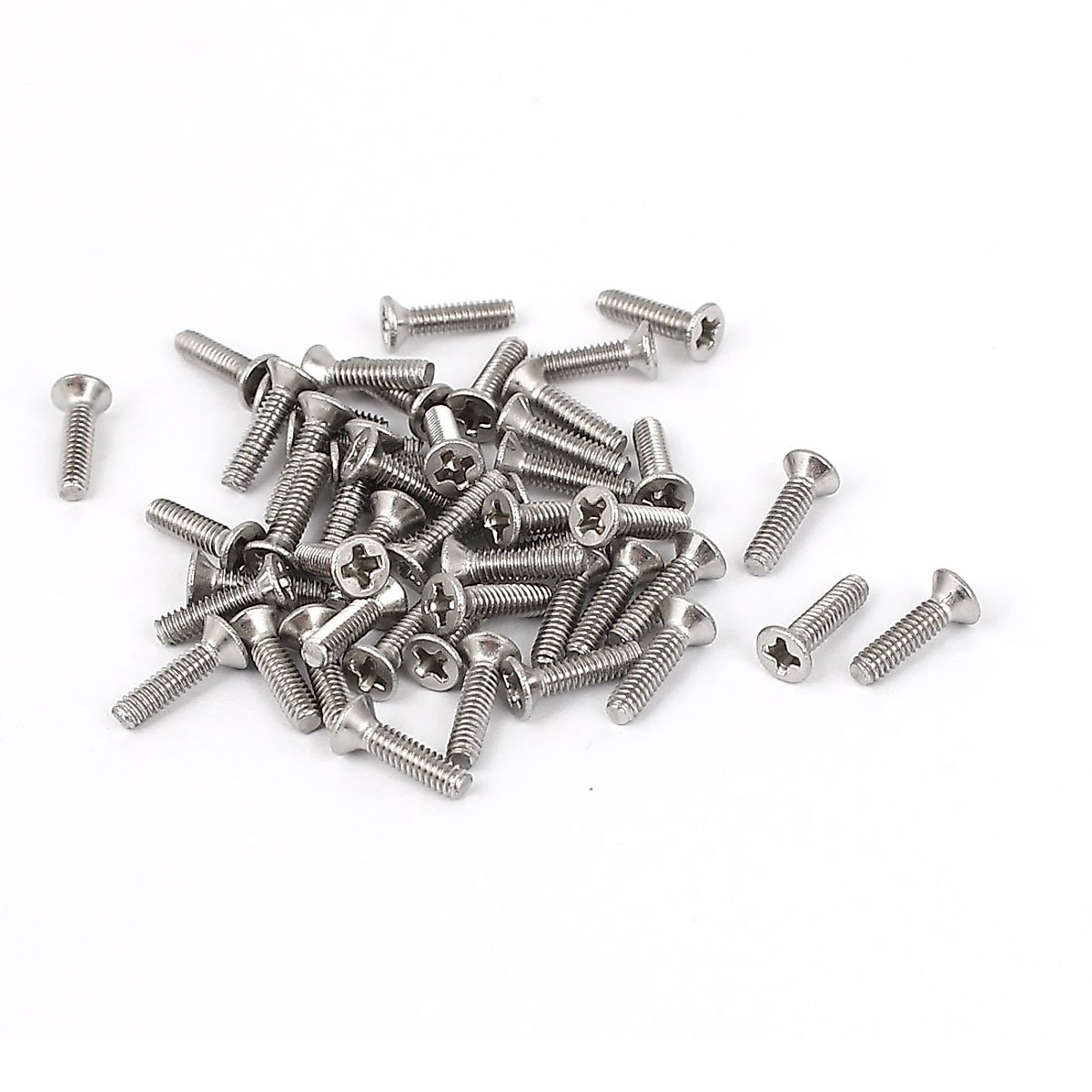 uxcell a15123100ux0457 M2x8mm Phillips Flat Countersunk Head Machine Screws Silver Tone (Pack of 50)