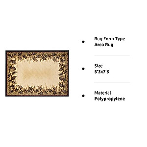 Rustic Lodge Pine Cone Border Brown 5x7 Area Rug, 5'3x7'3