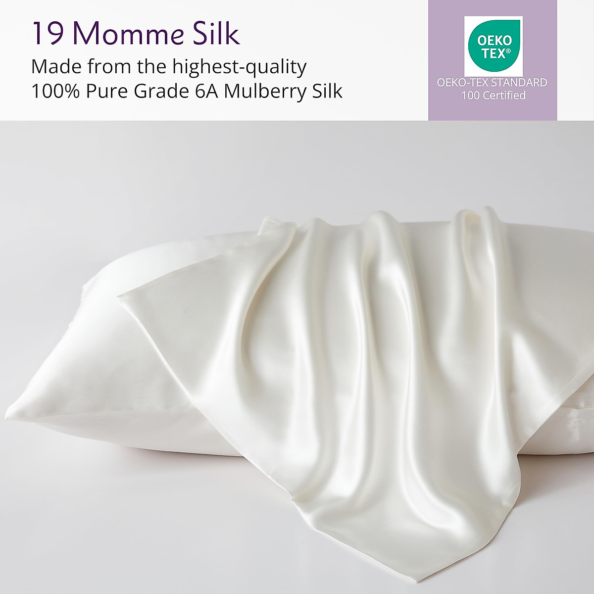 Mulberry Park 100% Silk Pillowcase - 19 Momme, Grade 6A Mulberry Silk - Deep Envelope Closure - Green/Standard (20'' x 26'')