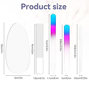 6 Pcs Glass Fingernail Files for Natural Nails, Crystal Cuticle Pusher Glass Nail File Set with Glass Emery Boards Manicure Pedicure Nail Files Buffers Trimmer Foot Callus Remover