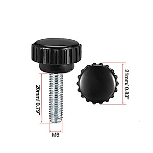 uxcell M6 x 20mm Metric Male Thread Knurled Clamping Knobs Grip Thumb Screw on Type Hand Clamping Handle Bolt with 21mm Plastic Knobs Black 8 Pcs