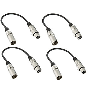 Audio2000'S ADC203MX4 1 ft XLF Female to XLR Male Microphone Cable (4-Pack)
