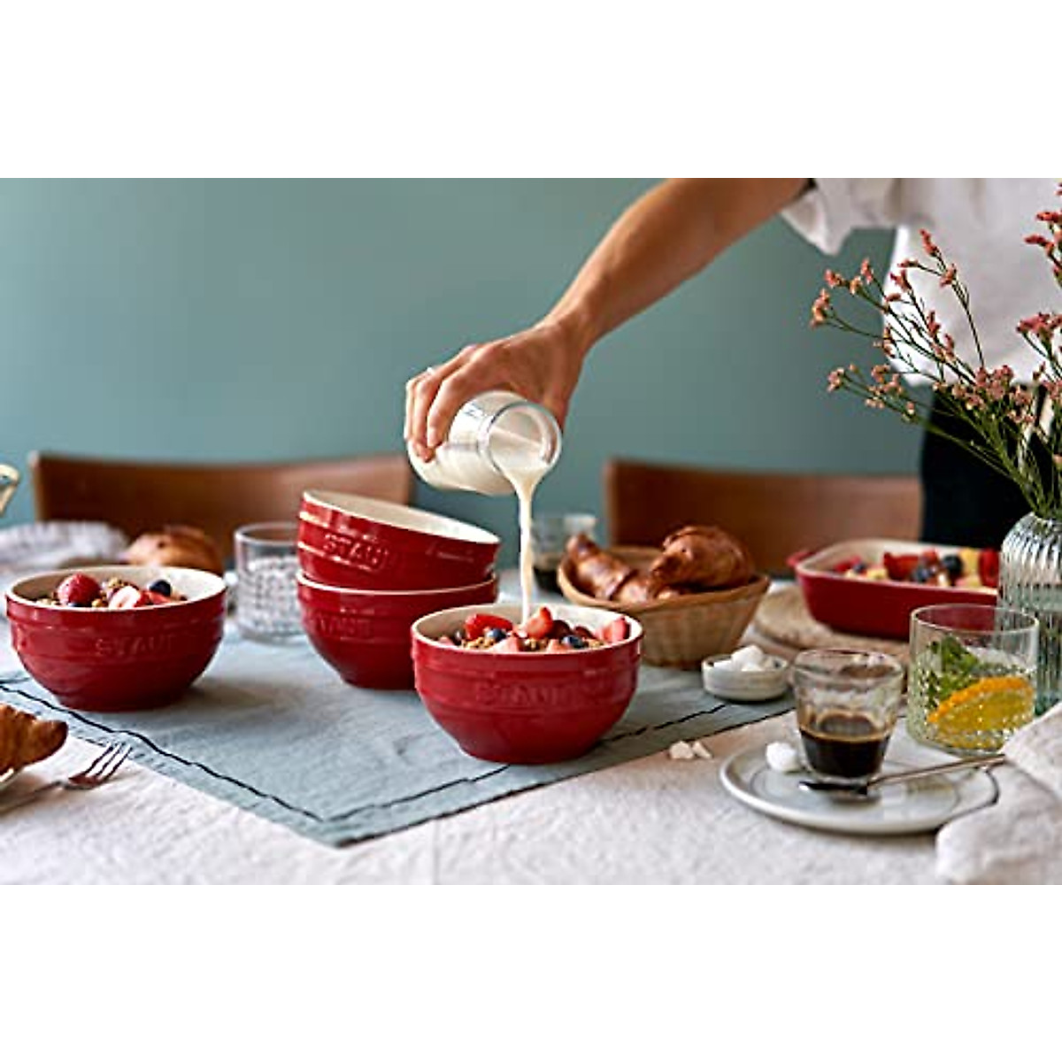 STAUB Ceramics Universal Bowl Set, 6.5-inch, Cherry, 32 Ounces