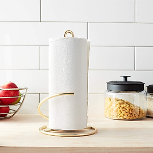 Spectrum Diversified Euro Supreme Holder, Countertop Steel Stand Fits Standard & Jumbo Rolls, Modern Kitchen Decor Paper Towel Dispenser, Medium, Gold