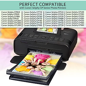 Compatible Canon Selphy CP1300 Ink and Paper KP-108IN KP108 3 Color Ink Cartridges and 108 Sheets 4x6 Photo Paper Glossy for Canon Selphy CP1300, CP1200, CP1000, CP910, CP900 Compact Photo Printers