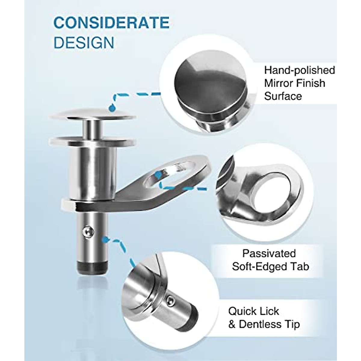 sixcow 3/8'' Quick Release Boat Fender Holder - Marine Stainless Steel Quick-Release Boat Fender Holder Mount Cleat Hook, Receiver Not Included