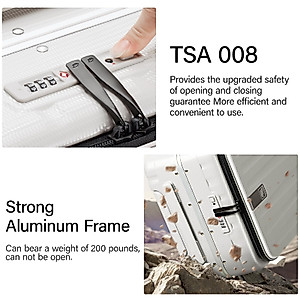 Hanke 26 Inch Large Luggage Suitcase Top Opening Aluminum Frame Travel Luggage Hard Shell Suitcases with Wheels for Woman Men.(Ivory white)