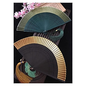 Folding Hand Fan Folding Fan Handheld Folded Fan Folding Fan Kimono Fan Real Silk Female Fan Small Flower Carved Gradient Blank Fan Foldable Fan Hand Held Fans (Color : C, Size : 22cm)