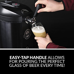 Homecraft Black Stainless Steel Easy-Dispensing Tap Beer Cooling System Kegerator, Includes Reusable Growler, CO2 Cartridges, Removable Drip Tray & Cleaning Kit, Fresh for 30 Days