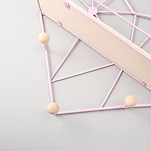 Alipis Floating Shelves Heart Hanging Shelf Wall Decor Metal Wall Art Grid Photo Panel Hanging Display Frames Key Hooks for Room Office Wall Decoration Pink