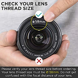 58MM 0.43x Altura Photo Professional HD Wide Angle Lens (w/Macro Portion) for Canon EOS 70D 77D 80D 90D Rebel T8i T7 T7i T6i T6s T6 SL2 SL3 DSLR Cameras