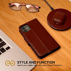 Dreem Fibonacci 2-in-1 Wallet Case for Apple iPhone 8 Plus & 7 Plus - Luxury Vegan Leather, Magnetic Detachable Shockproof Phone Case, RFID Card Protection, 2-Way Flip Stand - Coffee