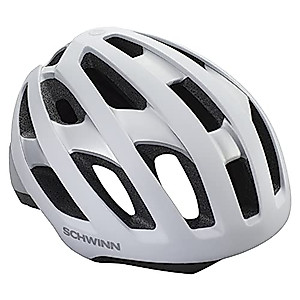 Schwinn LED Insight ERT Bike Helmet for Youth Boys Girls, Front & Rear LED Lights, Can Fit Head Circumference 54-58 cm, 19 Air Vents, Adjustable Strap, Medium White