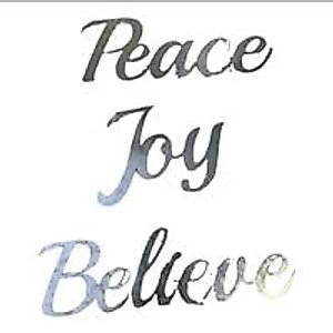 Crafter’s Square Greenbrier Metal Holiday Christmas Wall Hanging Artwork Decor Plaques, 3 Cursive Words 9 in.: Peace, Joy, Believe
