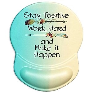 ITNRSIIET Ergonomic Mouse Pad with Gel Wrist Rest Support, Stay Positive Work Hard and Make It Happen Arrow Print Inspirational Quote Mouse Pad, Non-Slip PU Base for Computer, Laptop, Home, Office