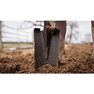 Hooyman Spade Shovel with Heavy Duty Carbon Steel Head Construction, Ergonomic No-Slip H-Grip Handles, D Handle, and Oversized Steps for Gardening, Land Management, Yard Work, Farming and Outdoors