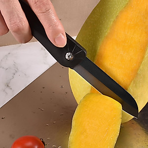 10MOONS Ceramic Folding Knife 7.6-inch Black Pocket Knife Razor-Sharp Paring Kitchen Knife with Ergonomic Handle