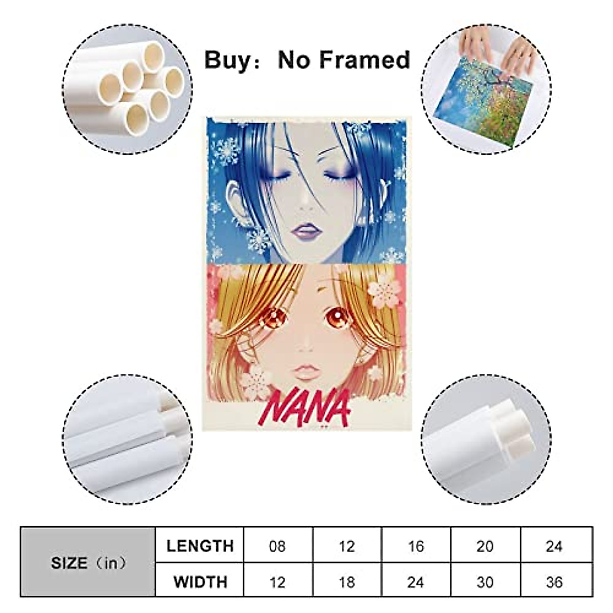 AZRASH Anime Nana Poster Canvas Gifts Wall Art Posters Print Modern Bedroom Decor 12x18inch(30x45cm)