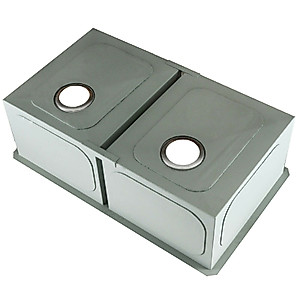 KABCO K-SSZRID3 32 Inch stainless steel Undermount kitchen sink 16 Guage 50/50 Zero Radius Double Bowl kitchen sink 32"L X 19"W X 10"D Inch