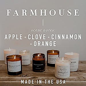 Sweet Water Decor Farmhouse Candle | Autumn, Cinnamon, and Nutmeg, Fall Scented Soy Wax Candle for Home | 9oz Amber Jar, 40 Hour Burn Time, Made in The USA (Farmhouse)