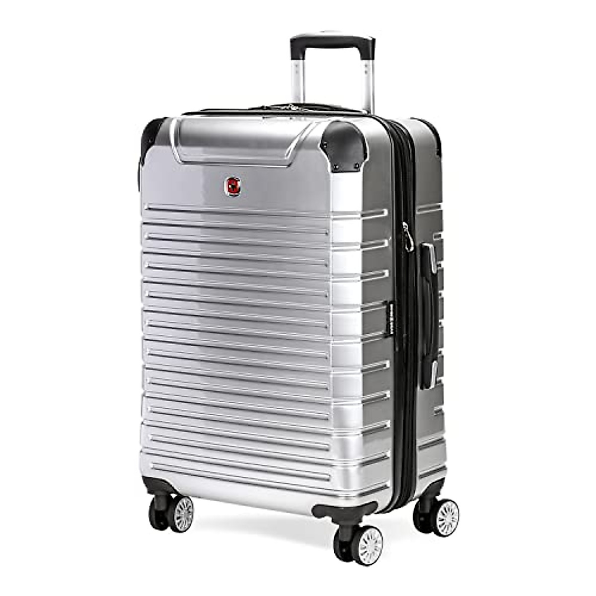 SwissGear 7782 Hardside Expandable Luggage with Spinner Wheels, Silver, Checked-Medium 24-Inch