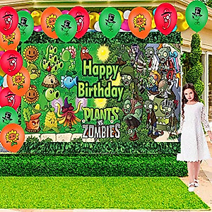 Plants vs. Zombies Party Supplies Birthday Decorations Plates Balloons Banner Cake Toppers Plastic Cutlery Disposable Plastic Knives Forks Set Decorations Decor