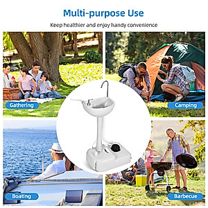 YITAHOME Portable Sink Camping Hand Washing Station with 17 L Wash Basin Stand, Rolling Wheels, Soap Dispenser, Towel Holder, for Outdoor, Travel, Boat, Gather, Garden, Worksite, White