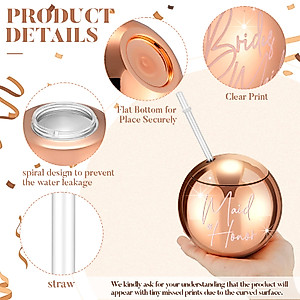 8 Pcs Bridesmaid Gifts Set Bridesmaid Disco Ball Tumbler 20 oz Plastic Bachelorette Party Cups with Lids Rose Gold Bride Cup Maid of Honor Proposal Gift for Bridal Wedding Shower Favors