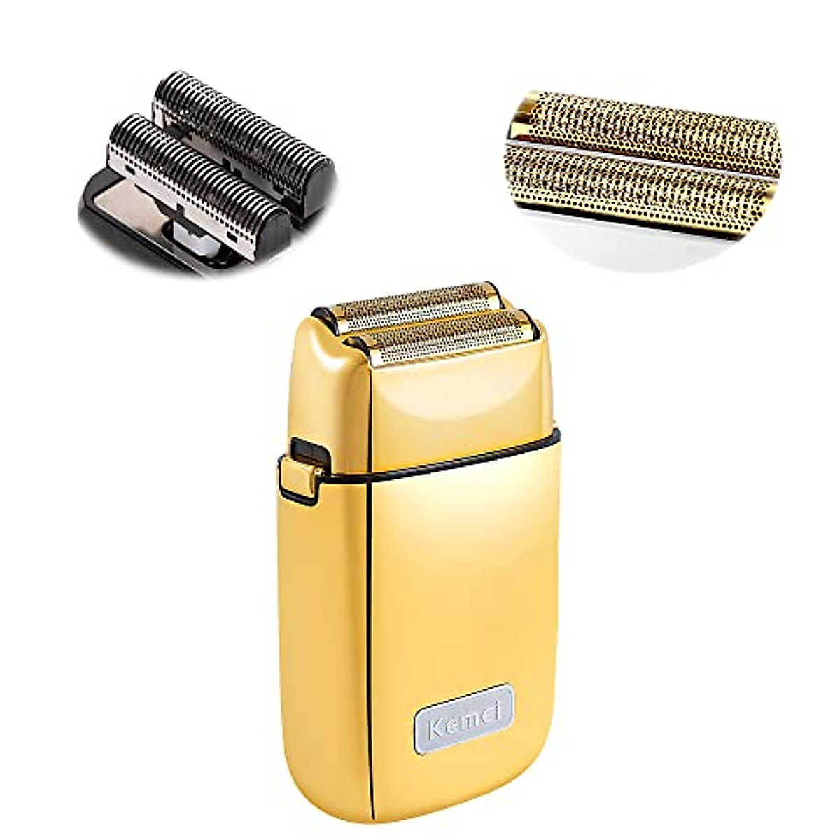 Kemei Cordless Metal Double Electric Shaver Razor for Men Close Electric Shavers, Type-C Rechargeable for Wet/Dry Shaving