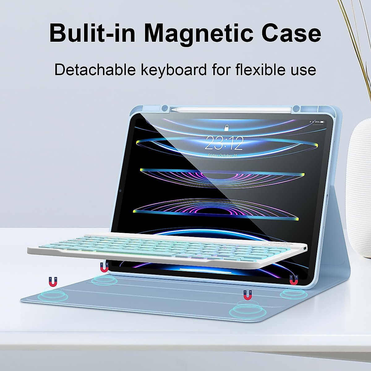 iPad Pro 12.9 inch Case with Keyboard, Keyboard Case(for 12.9-inch iPad Pro 6th Generation 2022, 5th/4th/3rd Generation) - Wireless Detachable Keyboard- with Pencil Holder for 2022 iPad Pro 12.9