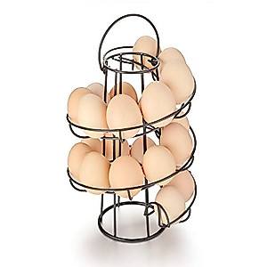 OBVIS Spiral Egg Skelter Dispenser Rack Metal Storage Holder Display Countertop Black