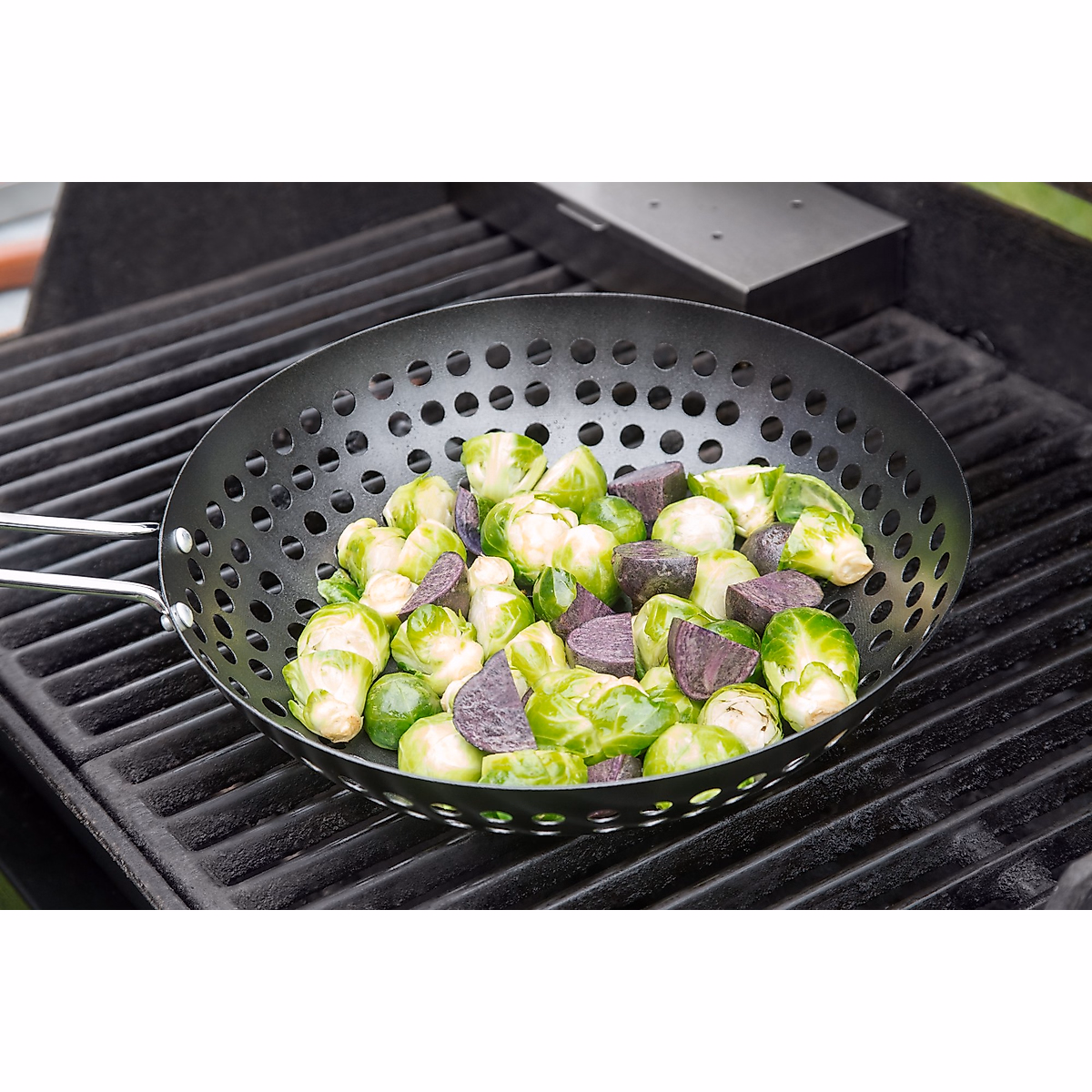 Fox Run Non-Stick Stir Fry Wok/Steamer, 17.5 x 11 x 4.5 inches, Black,5459