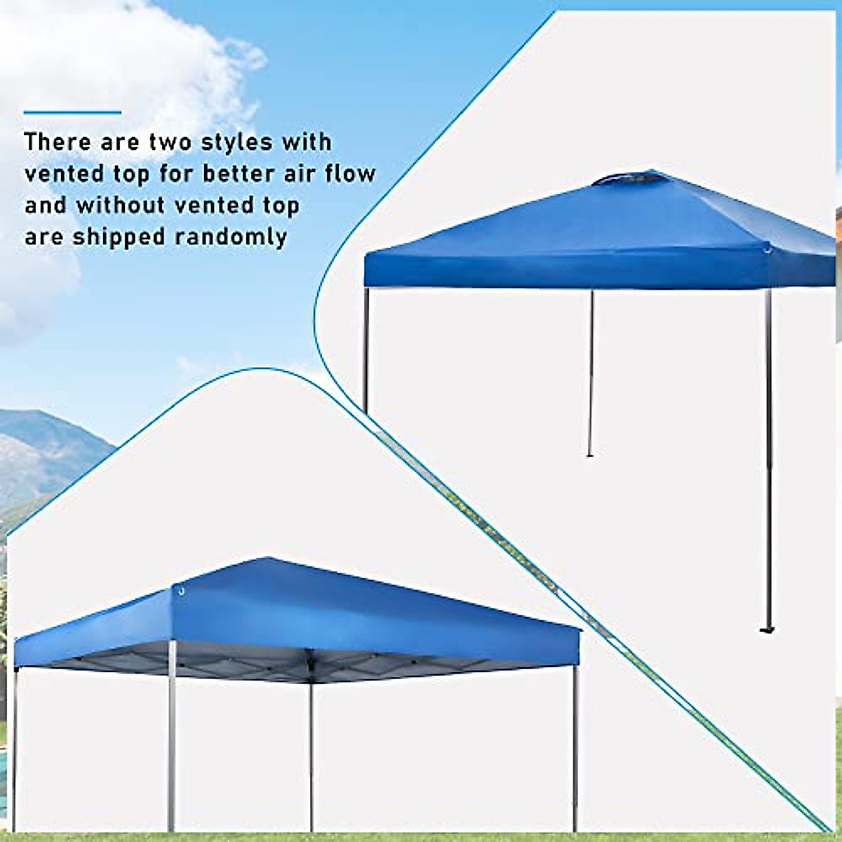 PHI VILLA Outdoor Pop up Canopy 10'x10' Tent Camping Sun Shelter-Series Party Tent, 100 Sq. Ft of Shade (Blue)