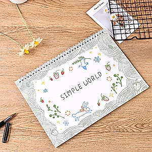 SUNNYHILL Sticker Collecting Album Reusable Sticker Book Won't Harm Stickers 30 Sheets 8.3" x 5.8" (Simple World)