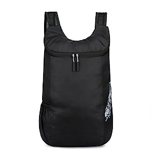 14L Hiking Backpack Lightweight Packable Hiking Daypack Water Resistant Lightweight Foldable Hiking Backpack for Travel Camping Outdoor Small Travel Outdoor Foldable Shoulder Bag (Black)