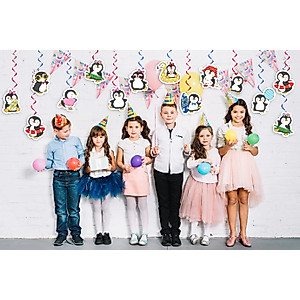 24 Pieces Penguin Hanging Swirls Penguin Streamers Penguin Hanging Decorations Ceiling Swirls for Penguin Birthday Party Decorations Party Supplies Baby Showers Decorations