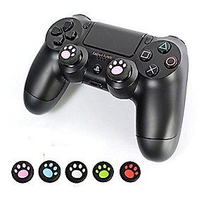 Ambertown Analog Silicone Thumb Stick Grips Cap Joystick ThumbSticks Caps Cover for PS4 PS3 Xbox One Xbox 360 PS2 Game Controllers (2 x Red Cat Dog Paw)