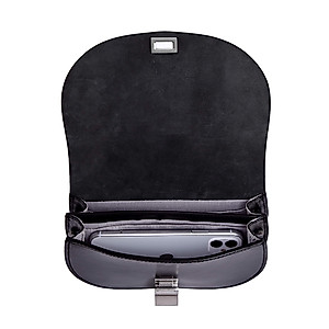 OLD TREND Genuine Leather Bay Clam Crossbody Bag (Black)