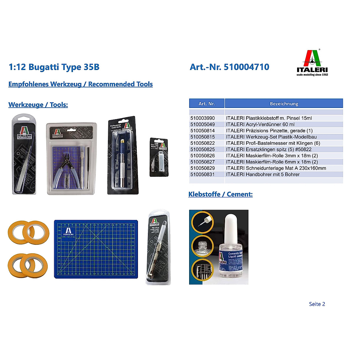 Italeri IT4710 4710 Bugatti Type 35B, 1/12 Scale, Plastic Kit, Modeling
