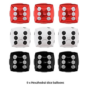 Large Dice Balloons,12 Inch Cube Foil Balloons,Dice Party Decorations,Inflatable Dice 4D Aluminum Mylar Balloon for Game Night Las Vegas Birthday Graduation Prom Party Supply (Mix 9pcs)