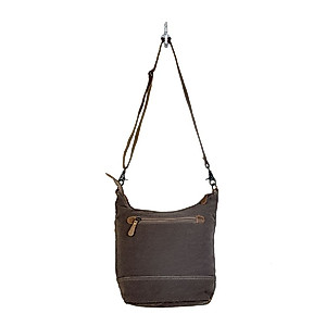 Myra Bag Layered Shoulder Bag Upcycled Cotton & Cowhide Leather S-2858