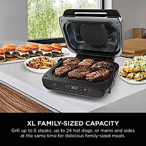 Ninja FG551 Foodi Smart XL 6-in-1 Indoor Grill with Air Fry, Roast, Bake, Broil & Dehydrate, Smart Thermometer, Black/Black