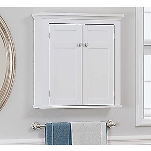 Spirich Home Bathroom Cabinet Wall Mounted, Hanging Bathroom Storage Cabinet Over Toilet, Medicine Cabinet with Doors and Shelves (White)